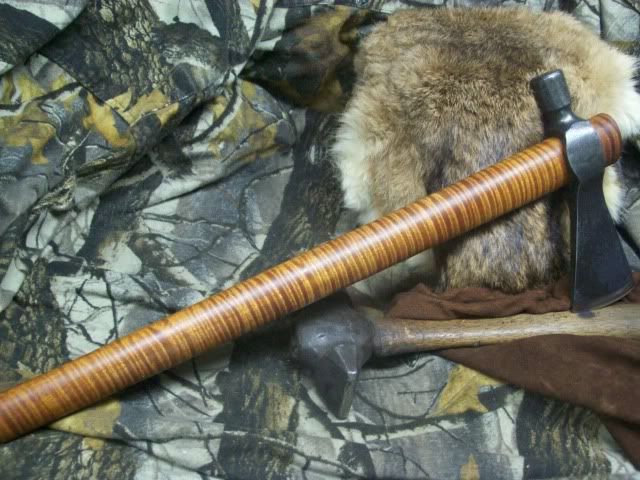 Forged Hammer Poll Tomahawk **Beautiful exhibition grade curly maple**---SOLD--- | BladeForums.com